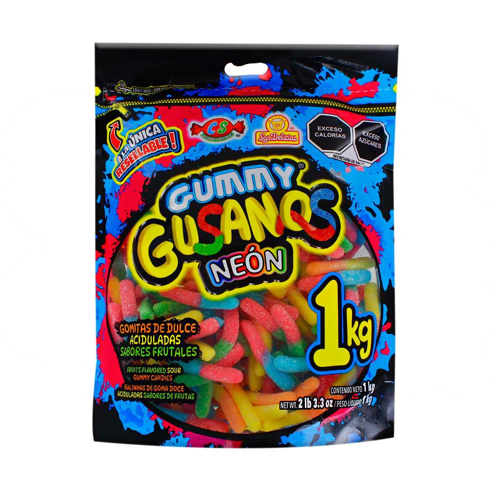 GUSANOS NEON 10/1 KG – superdulces.com